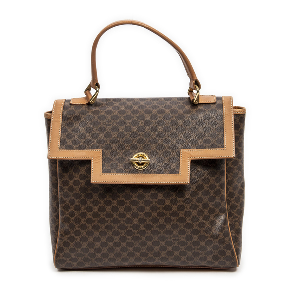 Céline | Bags | Celine Square Top Handle Flap In Beigebrown Macadam ...